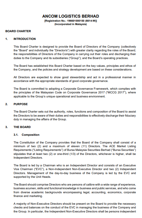 ANCOM LOGISTICS BERHAD