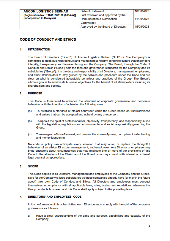 ANCOM LOGISTICS BERHAD