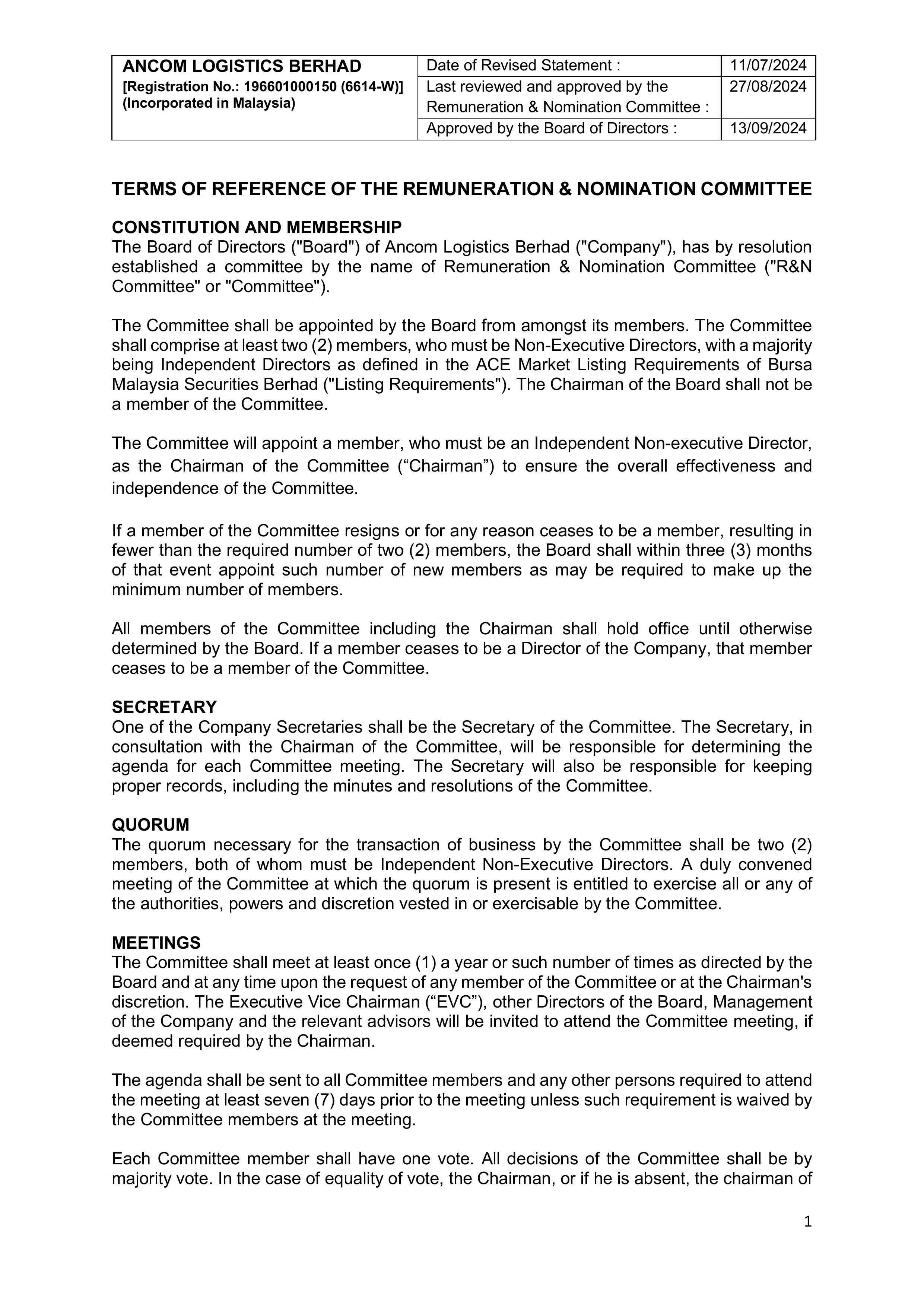 ANCOM LOGISTICS BERHAD