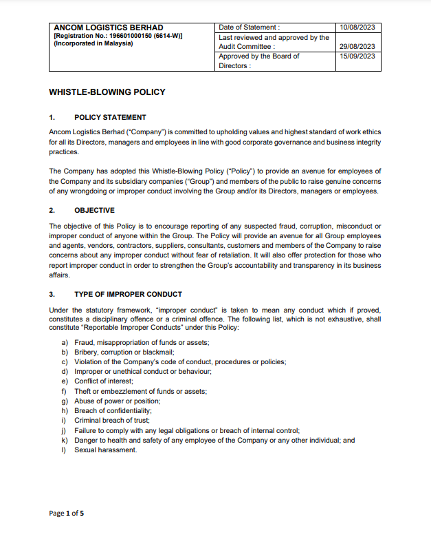 ANCOM LOGISTICS BERHAD