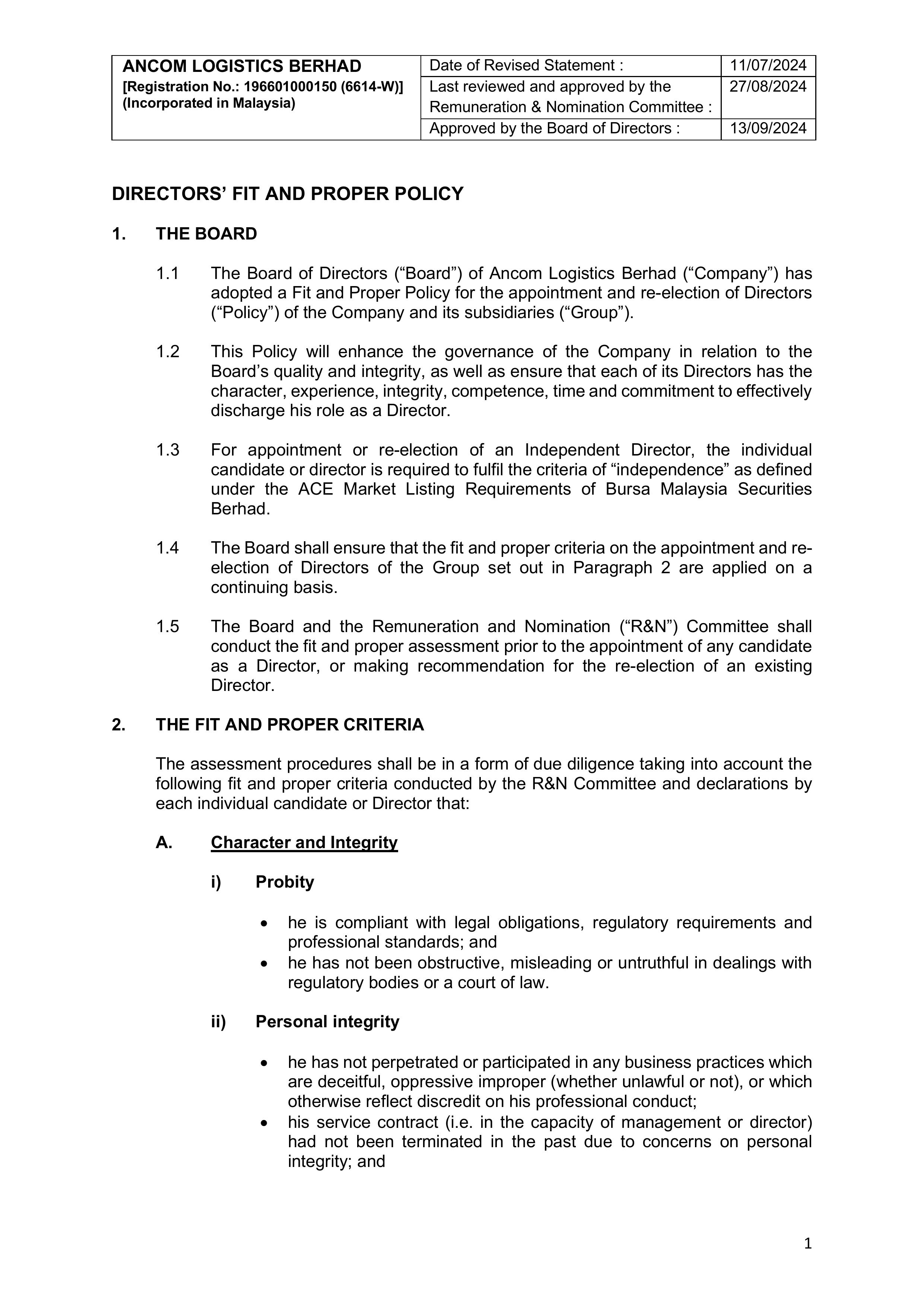 ANCOM LOGISTICS BERHAD